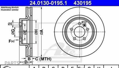 ATE 24-0130-0195-1 Торм.диск пер. вент.360x30 5 от