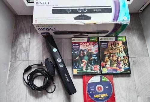 Kinect xbox 360+3 диска лицензия