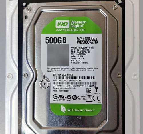 Жёсткий диск HDD WD Green 500гб