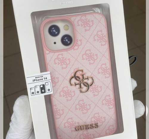 Чехол на iPhone 14 guess розовый