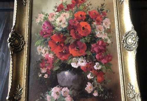 Картина старинная "Букет цветов"