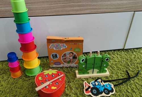 Развивающие деревянные игрушки и чашечки