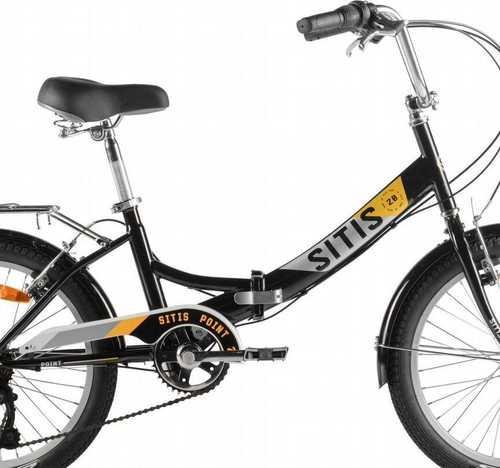 Велосипед sitis point 7sp 20" (2024) Black-Grey-Yellow Ros203