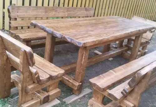 Лавки и столы для бани из массива дерева