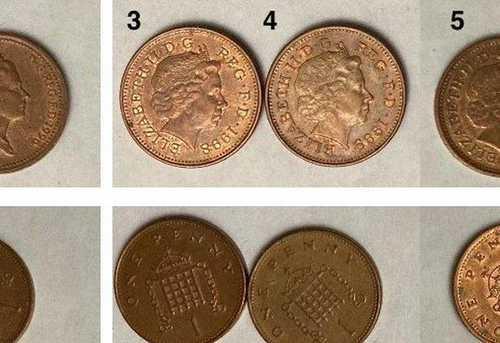 Монеты Великобритании 1 пенни, 2 пенса (комплект)