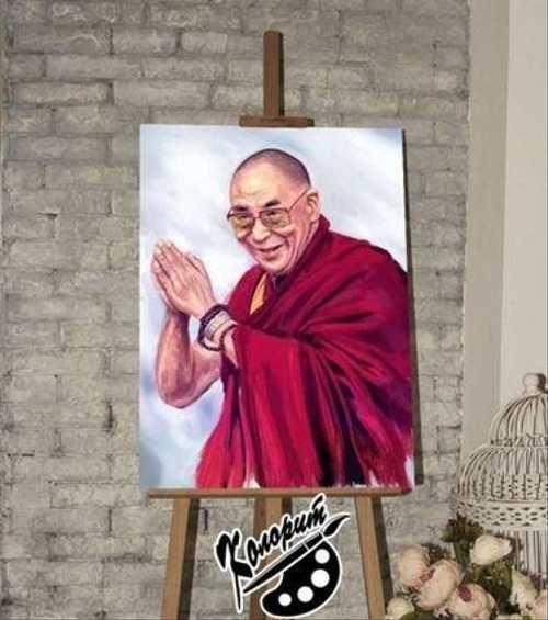 Портрет Далай Ламы на холсте 40х50см