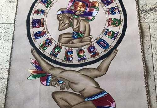 Декор интерьера Картина из кожи майя мексика панно