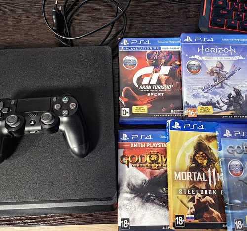 Игровая приставка ps4 slim 1tb с дисками