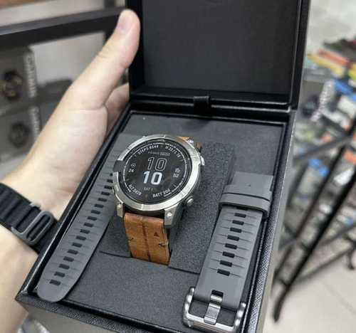 Garmin Fenix 7 Pro Sapphire Solar с кожаным ремешк