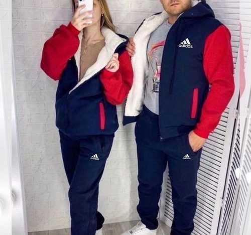 Спортивный костюм Adidas двойка мех флис