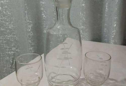 Набор: графин водочный и два бокала, СССР