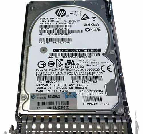 Жесткий диск HP EG0900jehmb 900Gb 10k SAS 2,5" HDD