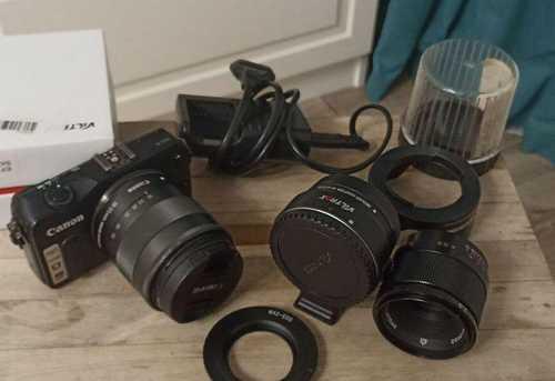 Беззеркальный фотоаппарат canon EOS-m с набором