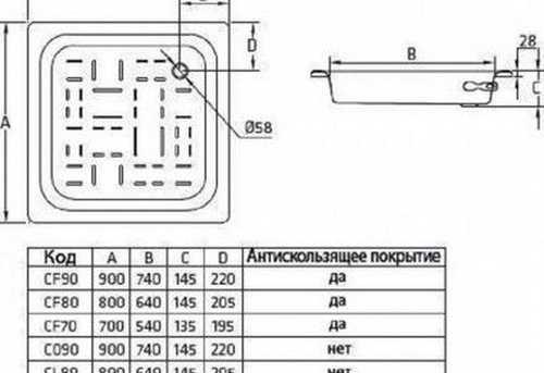 Поддон стальной эмалир. Europa 0,7х0,7х0,06 BLB (п