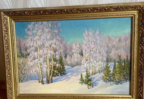 Картина маслом на холсте пейзаж "Зимние Узоры"