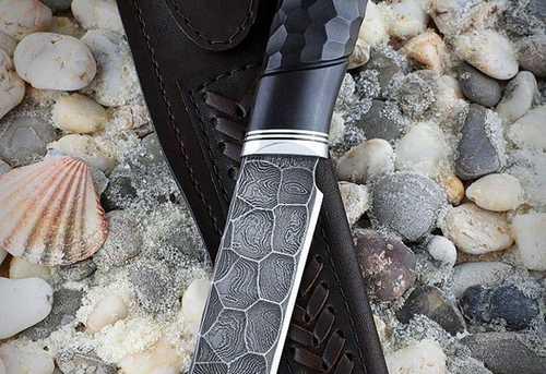 Нож Овод 2 дамаск полный камень черный граб