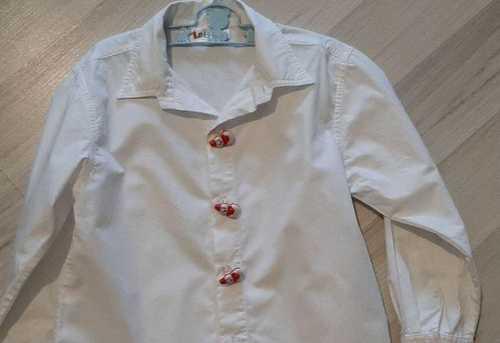Рубашка белая, новогодняя на мальчика р. 110