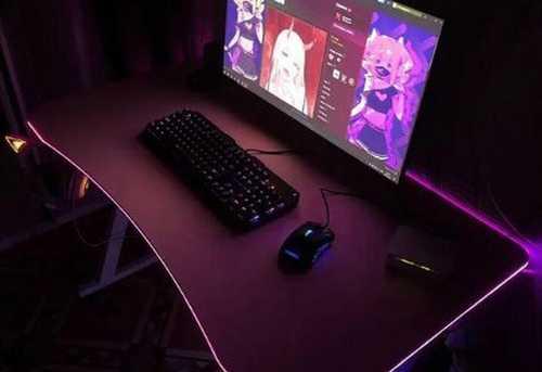 Новый игровой стол c RGB подсветкой (розовый)