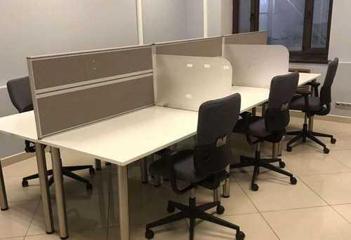 Офисные столы белые на регулируемых ножках