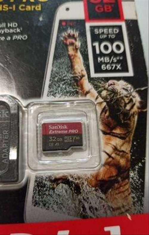 Карта памяти MicroSD 32 Гб. SanDisk Extreme Pro