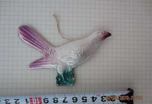 Елочная игрушка птица картон