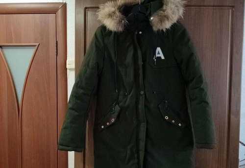 Куртка зимняя удлиненная женская, цвет хаки, 40 42