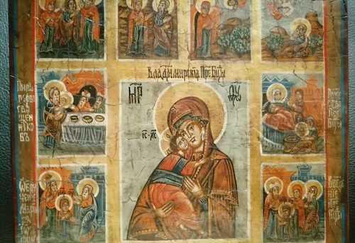 Икона Владимирская Богородица с клеймами жития