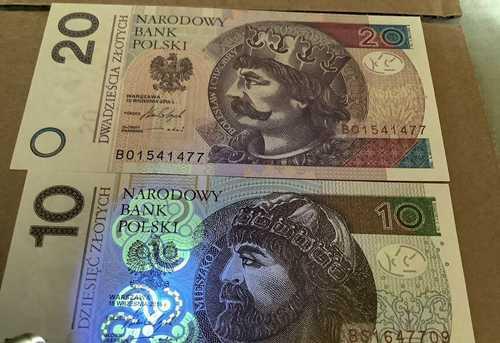 Банкноты коллекционные Польши 10, 20 крон