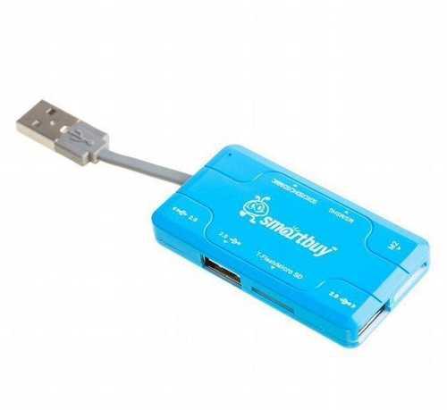 USB Hub+Картридер Smartbuy (sbrh-750-B) Combo Blue