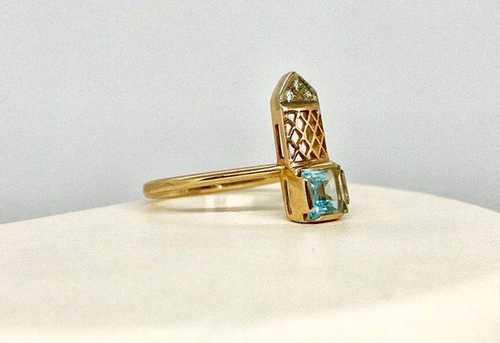 Золотое кольцо с топазом и бриллиантами (32668 )