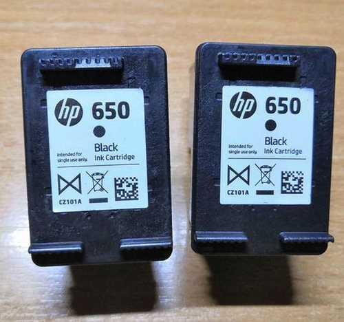 Картриджи HP 650 чёрные CZ101A, пустые, 2шт