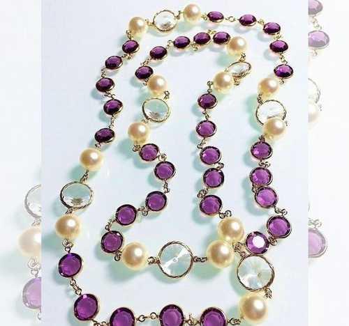 Винтажное колье Swarovski безель жемчуг, Австрия