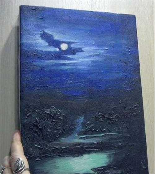 Картина маслом на холсте "Лунная ночь"