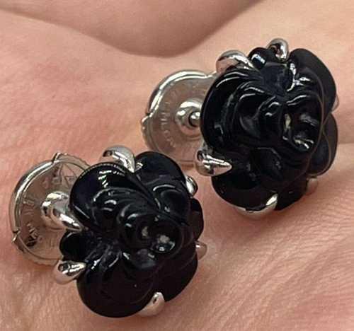 Золотые серьги Chanel Camelia Оригинал