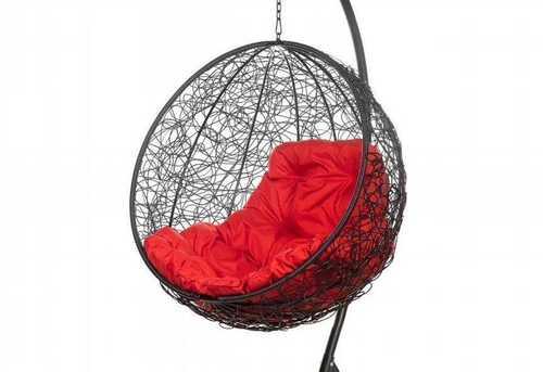 Подвесное кресло "Kokos black" красная подушка