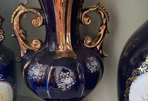 Фарфоровые кобальтовые винтажные вазы