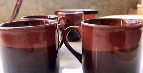 Кофейные чашки шоколадного цвета 4 шт
