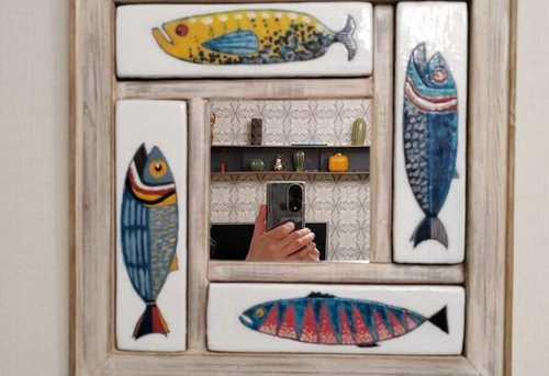 Зеркало интерьерное авторское Рыбы