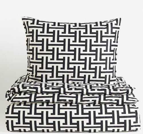 Постельное белье чёрная геометрия H&M home 150x200