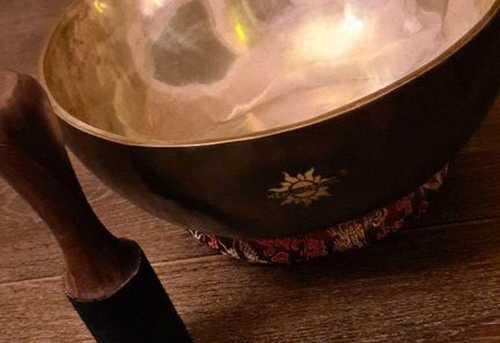 Тибетская поющая чаша с серебром 255 мм диаметр