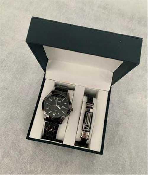Часы мужские с браслетом, в подарочном наборе