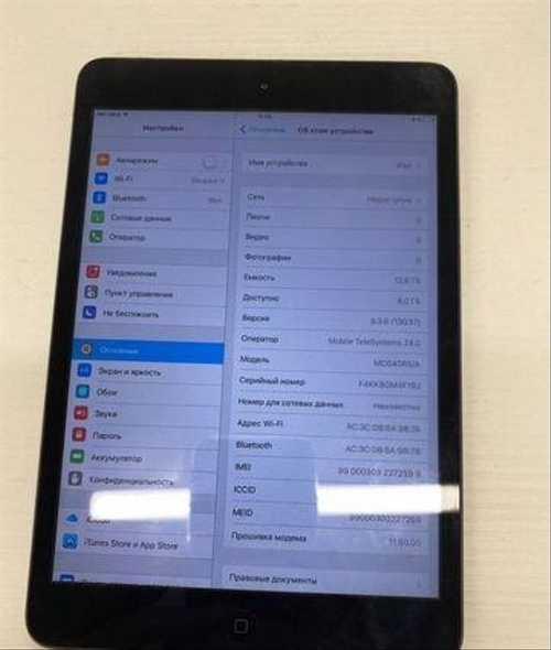Планшет iPad mini 16gb wifi sim