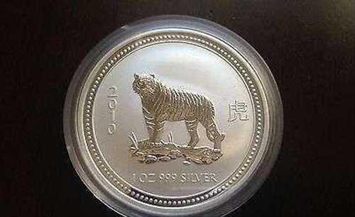 Серебряная монета 2007 (2010) Австралия Тигр