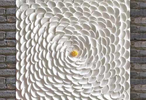 Текстурная картина маслом Белый цветок
