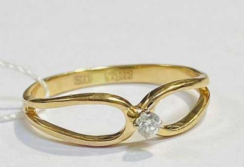 Золотое кольцо с бриллиантом (18550)*