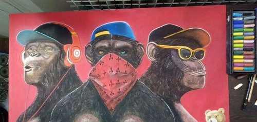 Картина" Трио обезьян"
