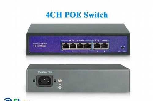 Сетевой IP POE коммутатор Techage 48v/4x канала