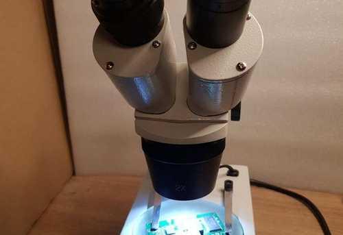 Микроскоп для пайки х20 х40 верх, низ, подсветка