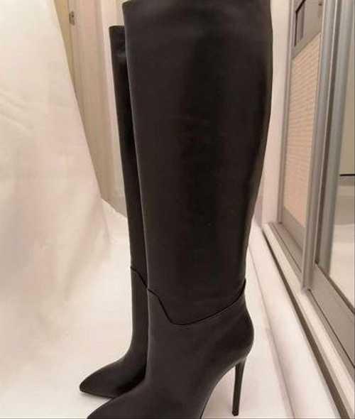 Сапоги gianni renzi couture р-р 40- 40.5 чёрные ко