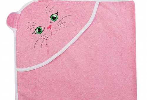 Полотенце уголок киска, размер 90*90, цвет розовый